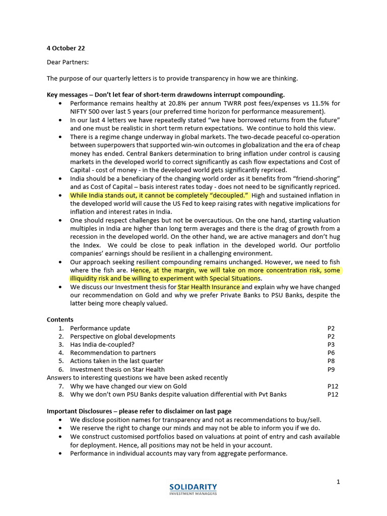 Solidarity Partners q2 2022 | PDF | Insurance | Inflation