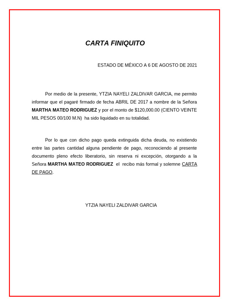 Carta Finiquito | PDF