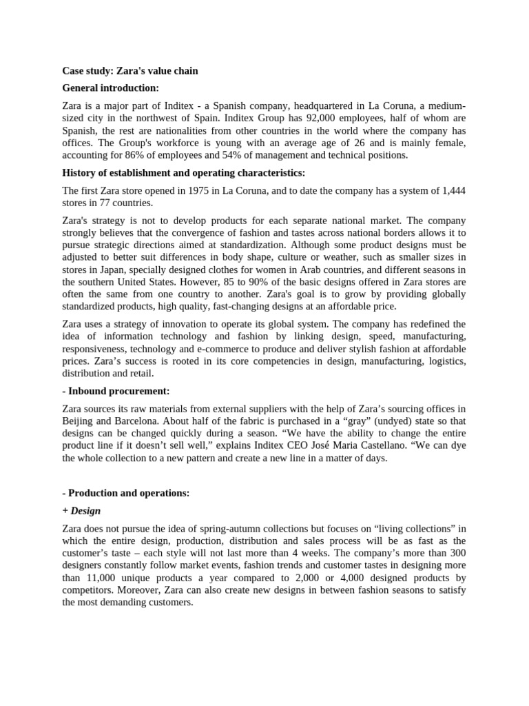 [IB] Case study Zara | PDF | Retail | Inventory