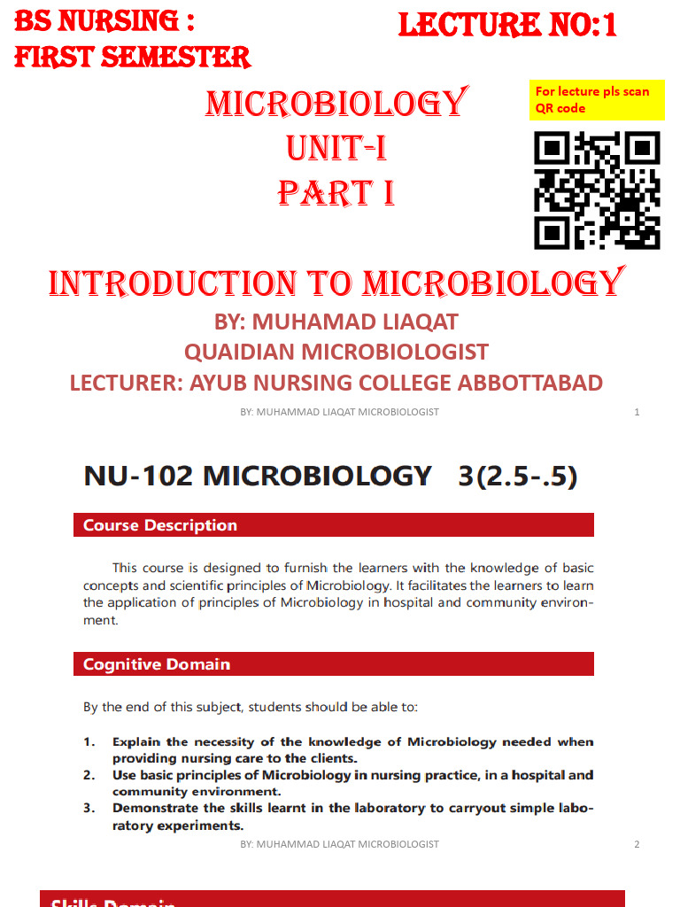 Microbiology Unit 1 Bs Nursing | PDF | Virus | Microbiology