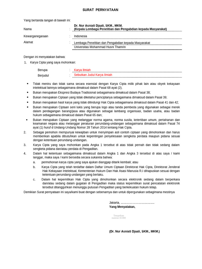 2 Surat Pernyataan Hak Cipta 1633951523 | PDF