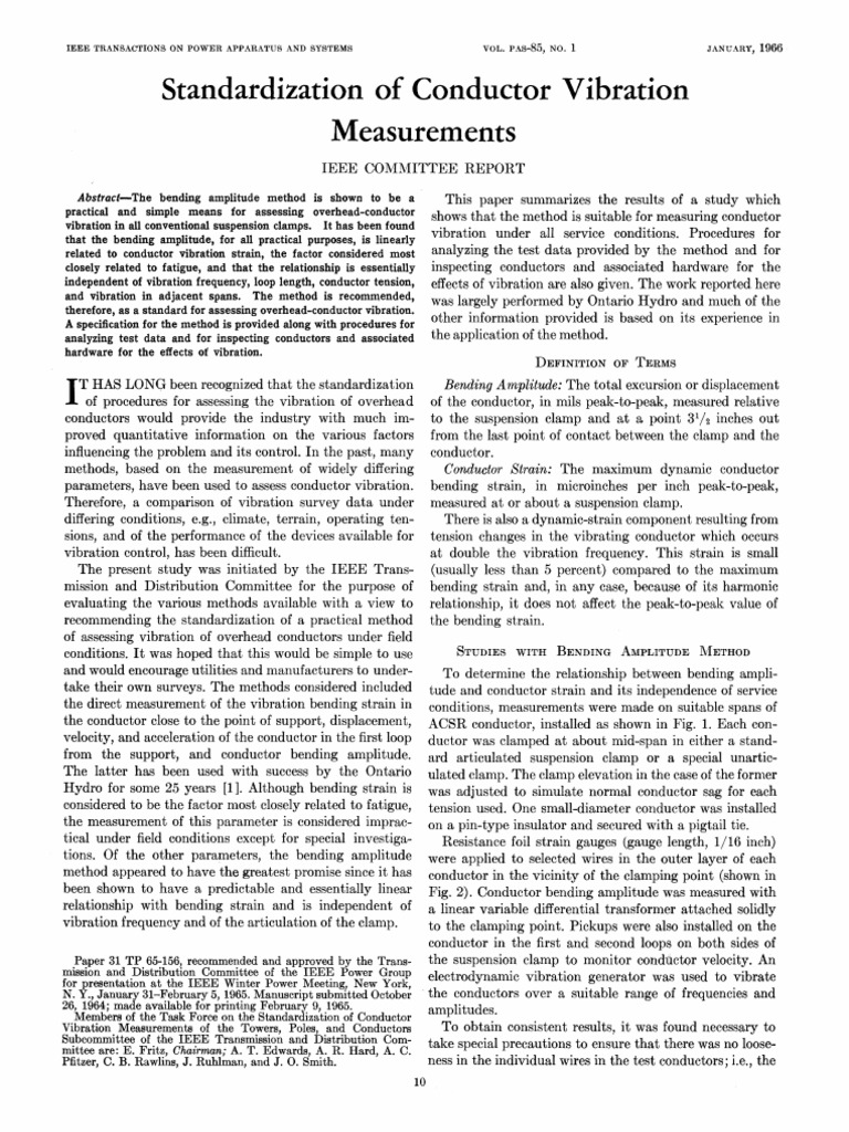 Standardization of Conductor Vibration Measurements | PDF | Electrical ...