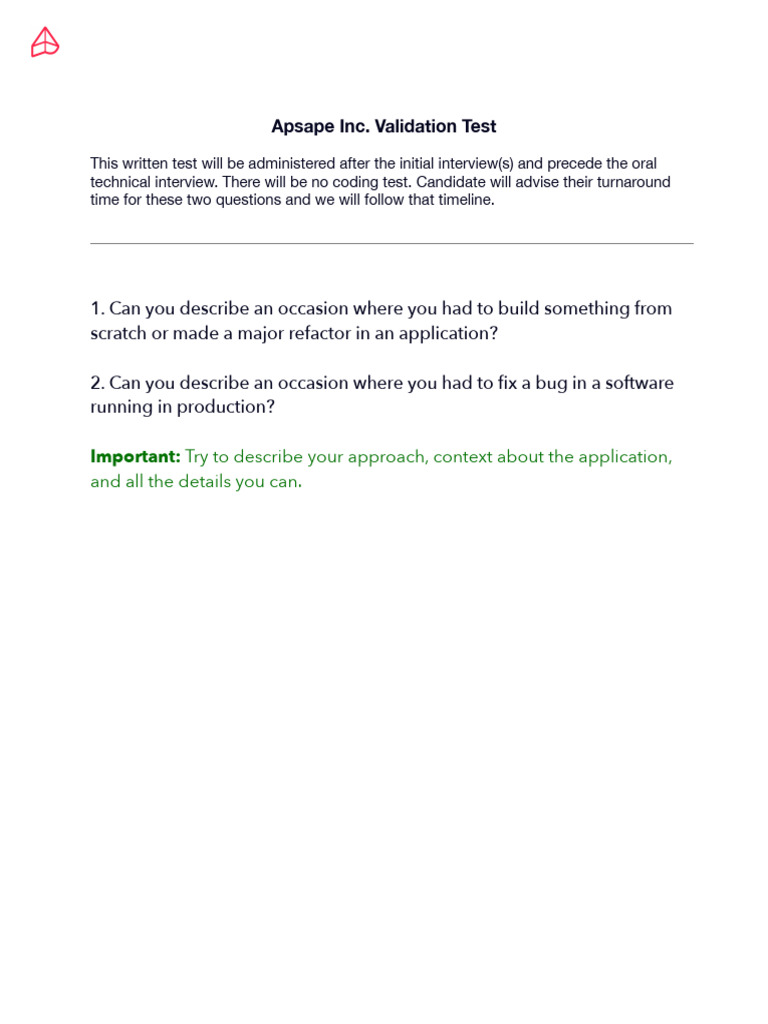 Apsape Inc. Validation Test Guide | PDF