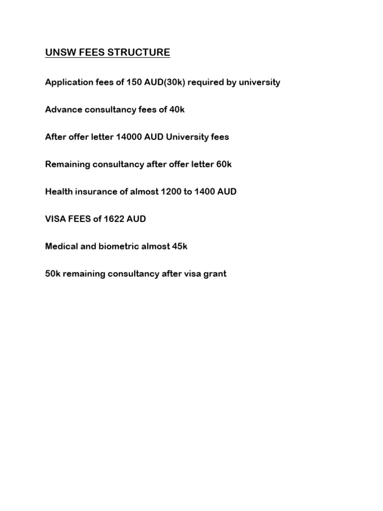 UNSW Fees & Consultancy Breakdown | PDF