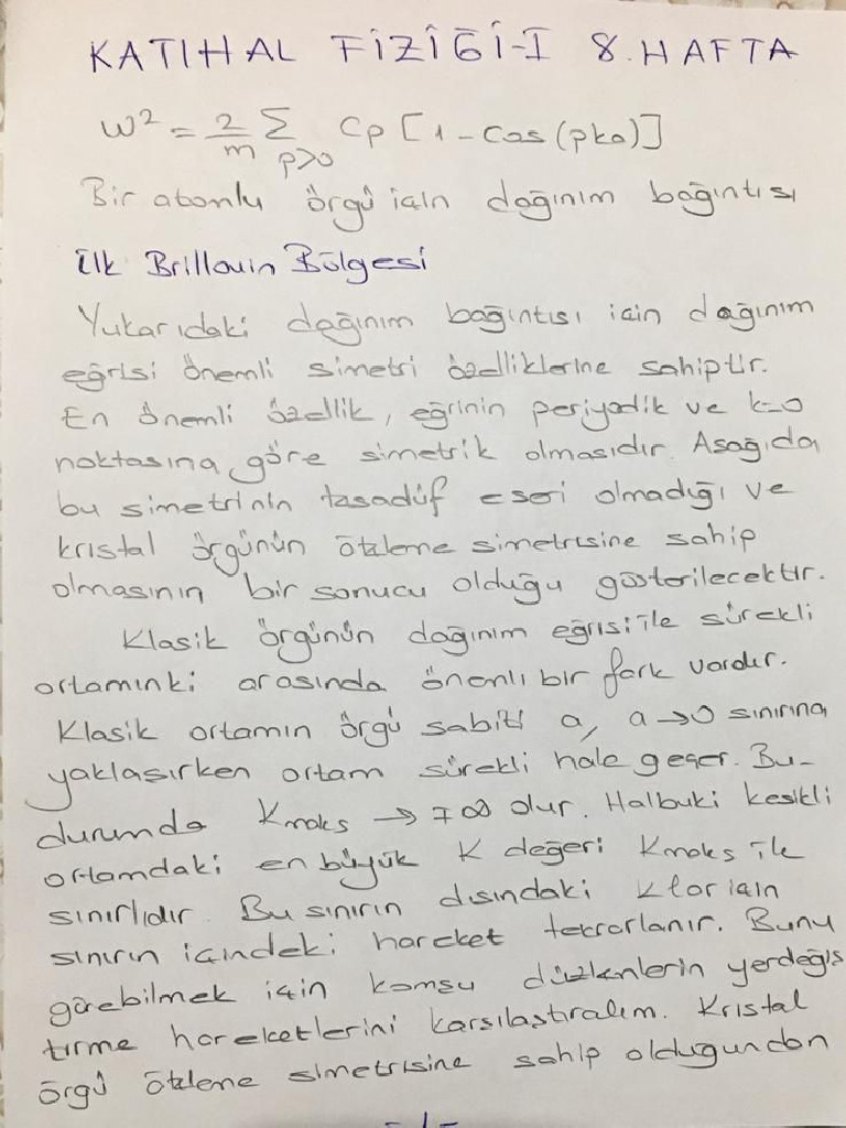 Katihalfizigi-1 8 Hafta | PDF