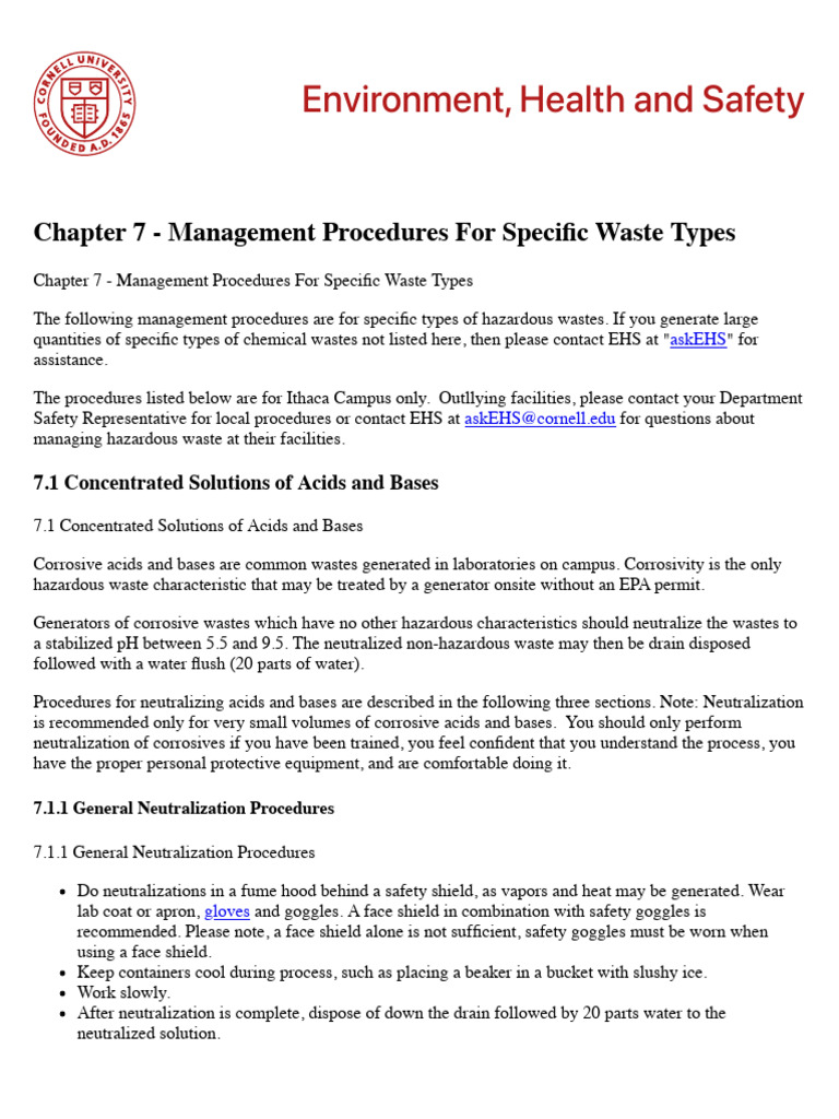 Chapter 7 - Management Procedures For Specific Waste Types | PDF ...