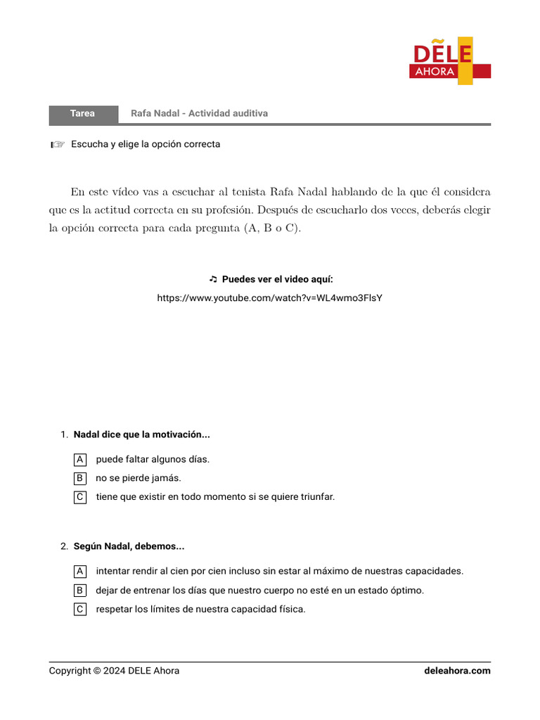 Rafa-Nadal-Actividad-Auditiva b1 | PDF