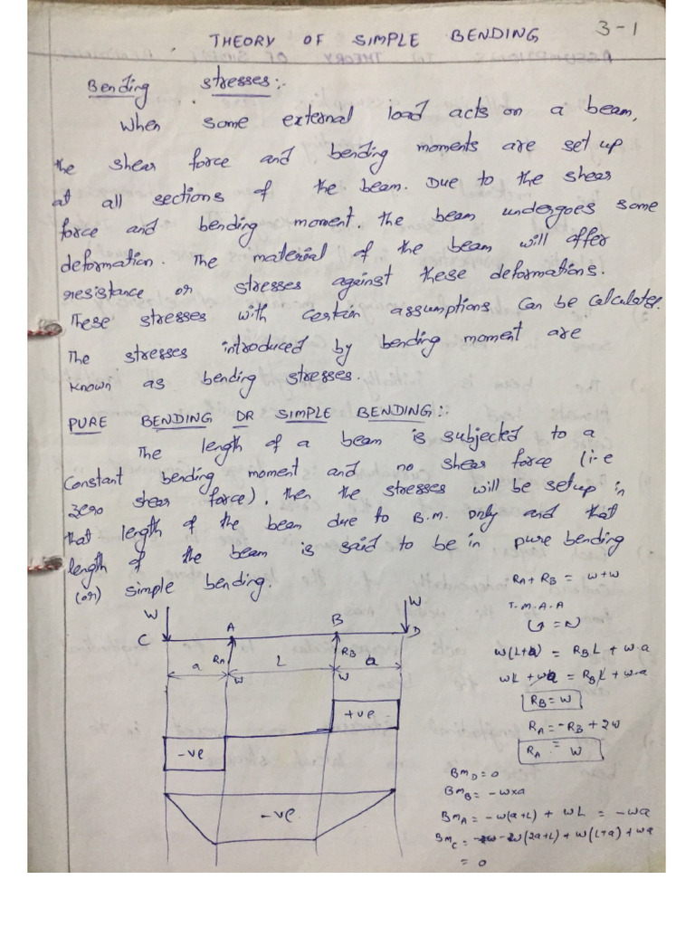 Unit 3 Theory of Simple Bending | PDF