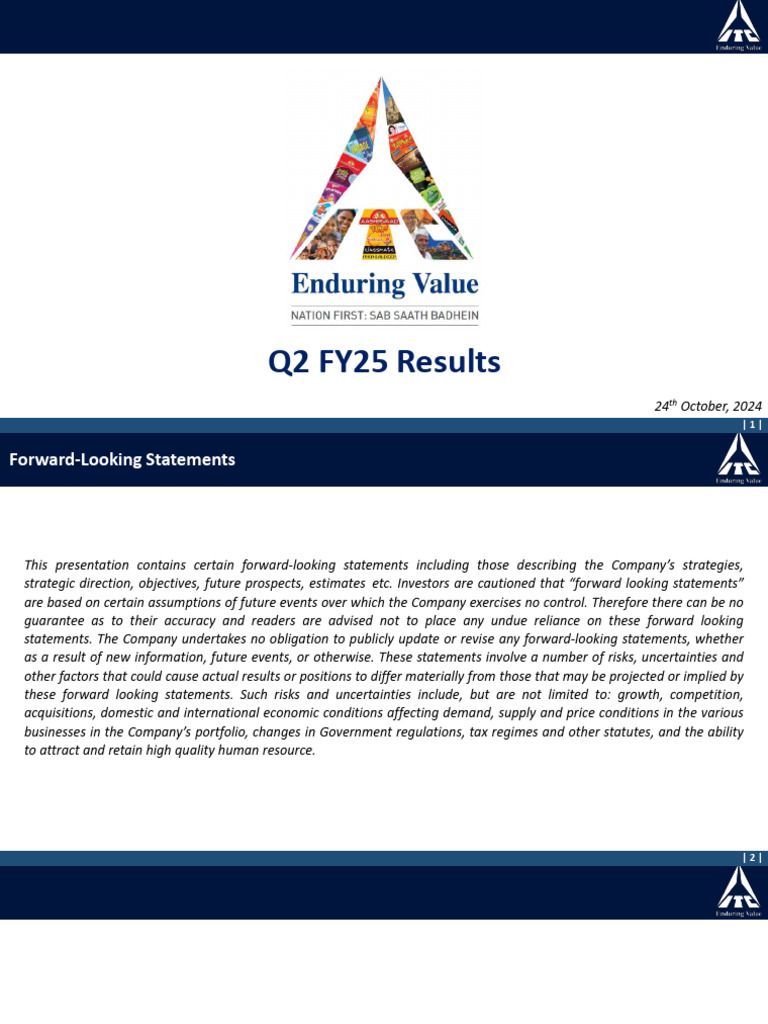 ITC Quarterly Result Presentation Q2 FY2025 | PDF | Macroeconomics | Sustainability