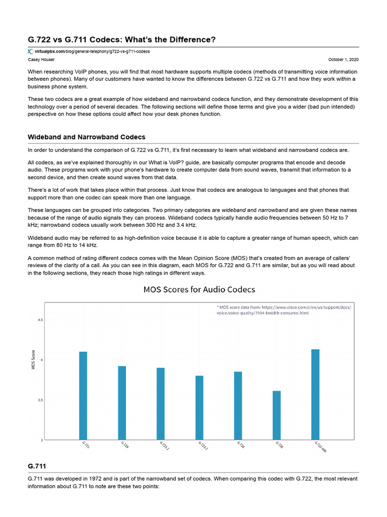 G.722 Vs G.711 Codecs - What's The Difference | PDF | Codec ...