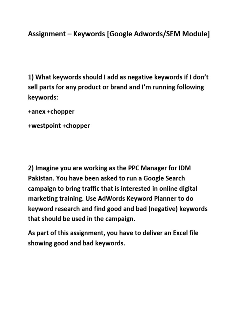 Assignment 1 - Keywords [PPC-SEM Module] (1) | PDF
