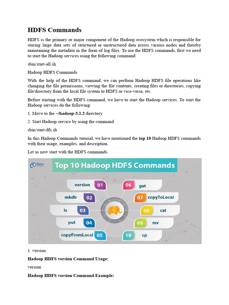 HDFS Commands | PDF | Apache Hadoop | Directory (Computing) HDFS Commands | PDF | Apache Hadoop | Directory (Computing)