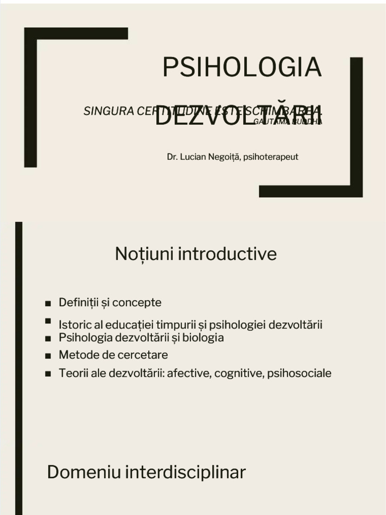 Psihologia Dezvoltarii Structura de Curs | PDF
