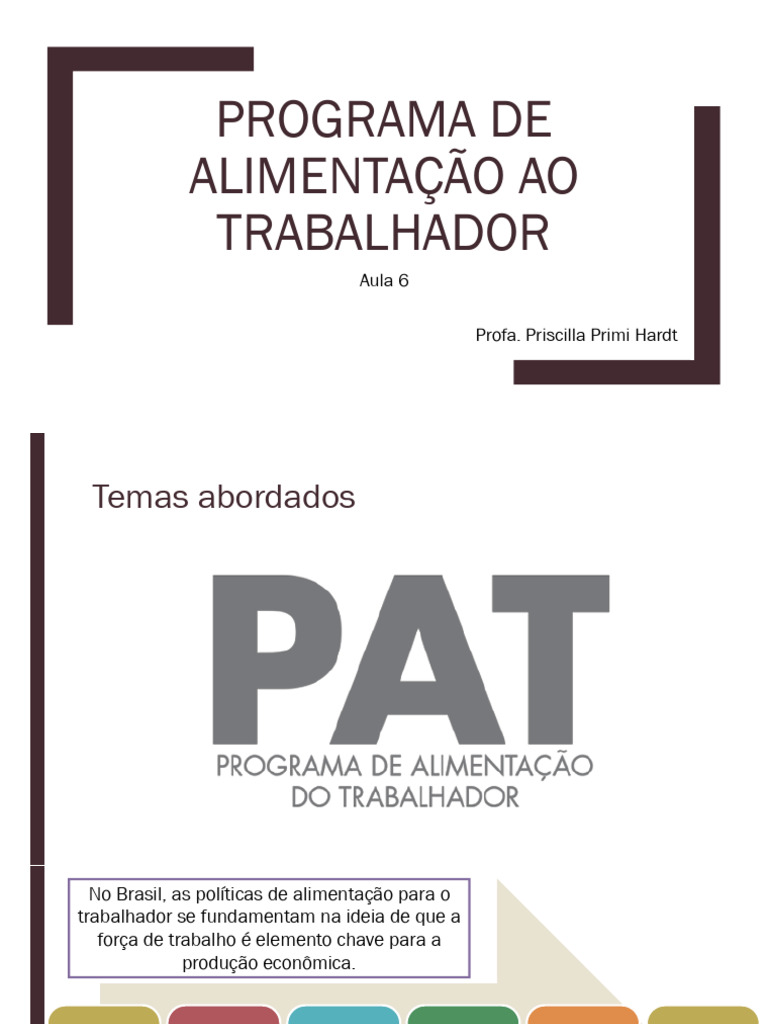 Aula 6 - PAT - Alunos | PDF | Refeição | Proteínas