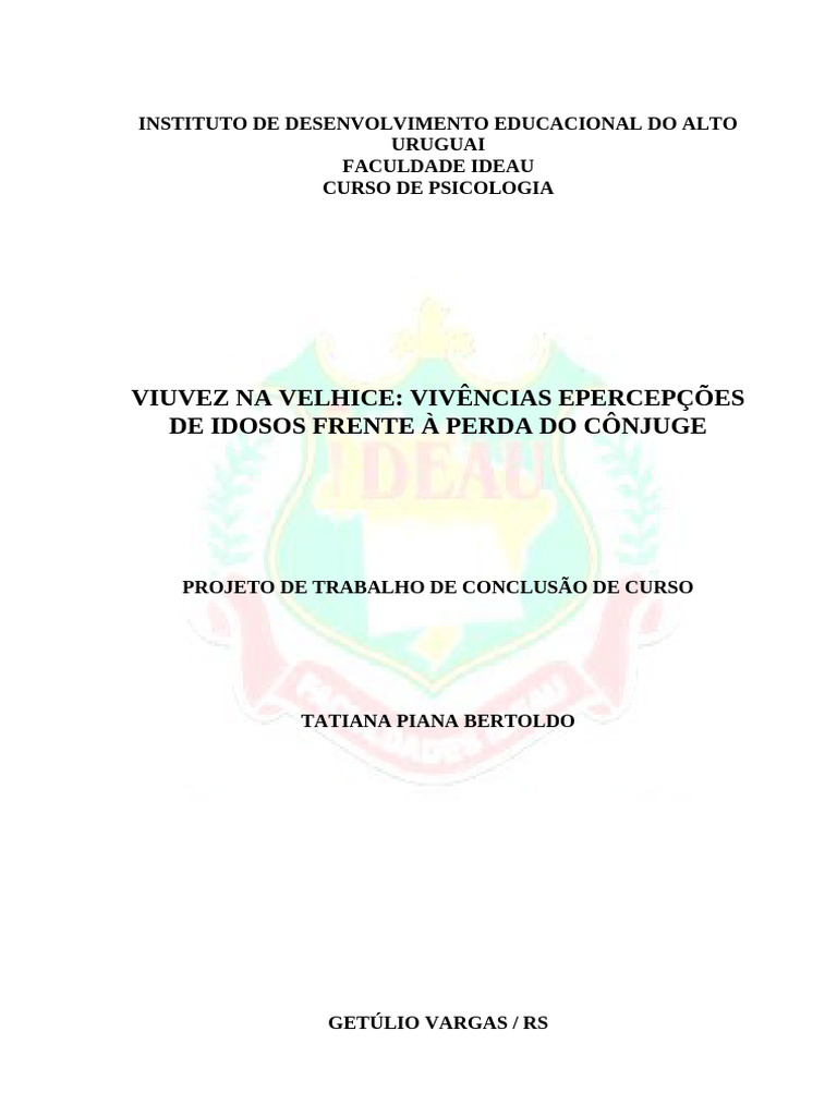 Modelo Projeto 1 | PDF | Envelhecimento | Terceira idade