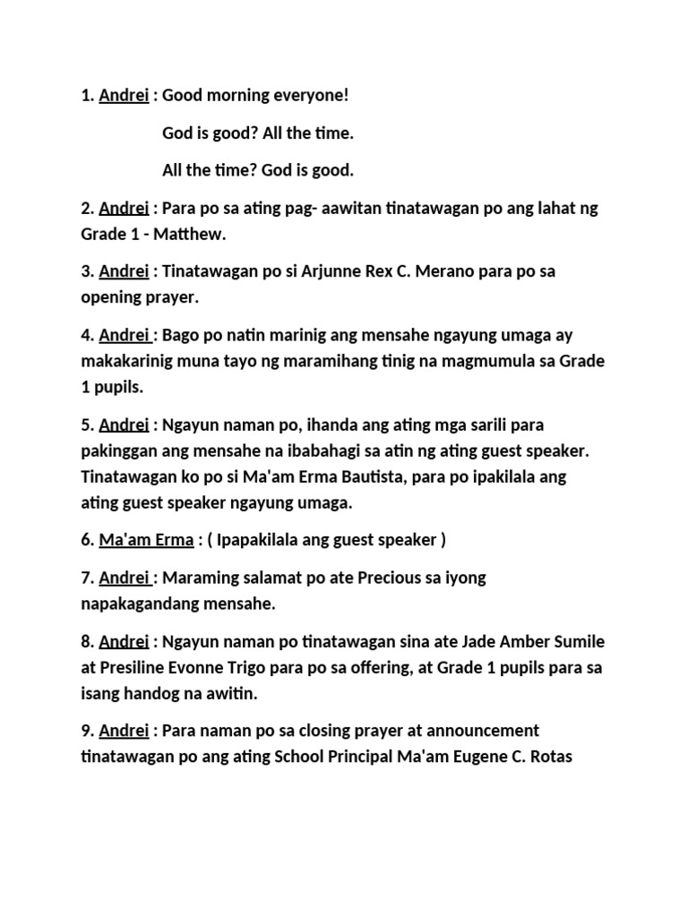 Chapel Hour Program | PDF
