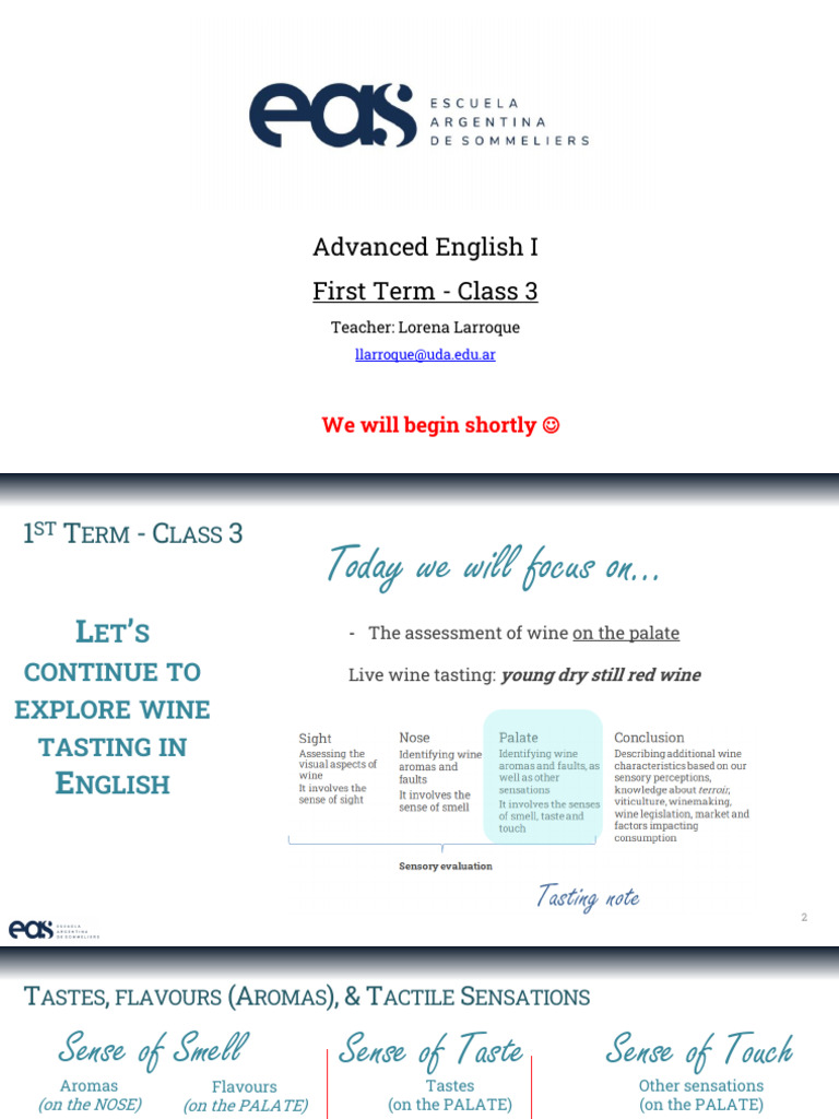 EAS Wine English - Advanced - PrimerCuat - Class3 - Lorena Larroque - 2024 | PDF | Phenolic ...