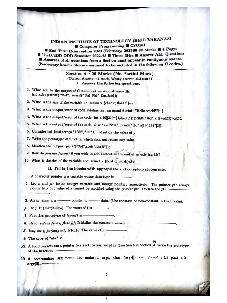 CSO-101 Endsem | PDF