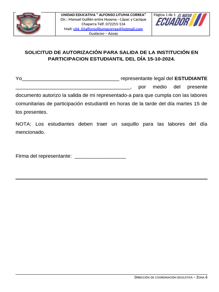 Permiso de Salida | PDF