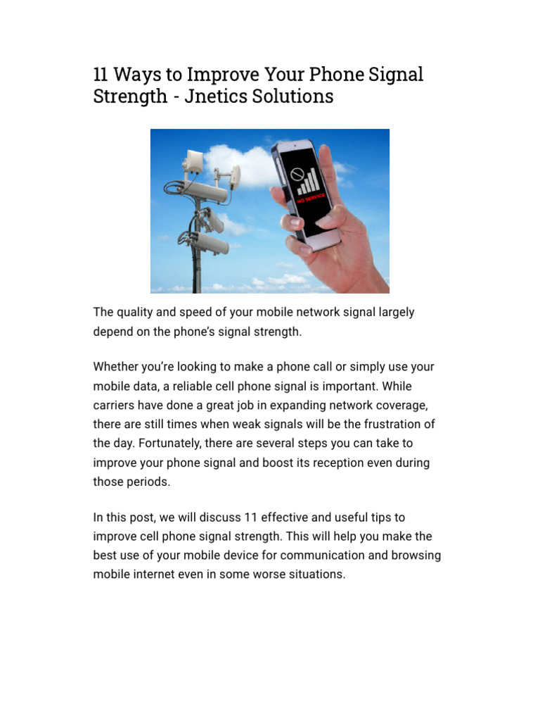 Boost Your Phone Signal: 11 Tips | PDF | Cellular Network | Wi Fi