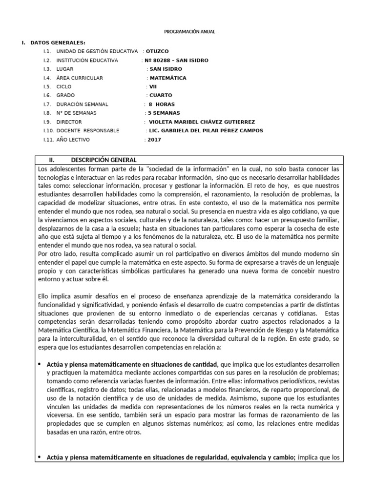 MAT4-PROGRAMACION ANUAL | PDF | Geometría | Estadísticas