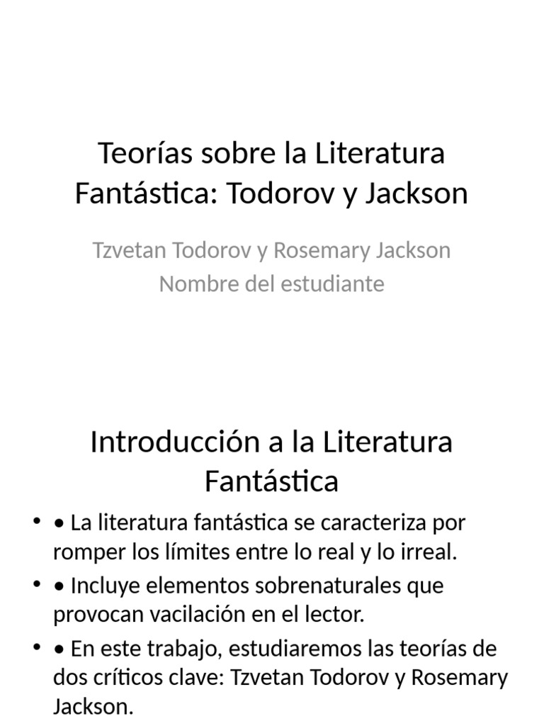 Teorías de Todorov y Jackson en Literatura Fantástica | PDF | Fantasía