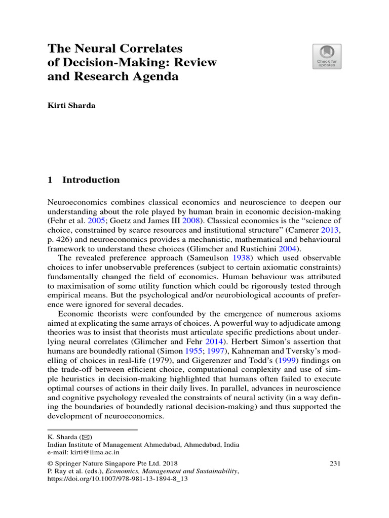 Neural Correlates in Decision-Making | PDF | Basal Ganglia | Reward System