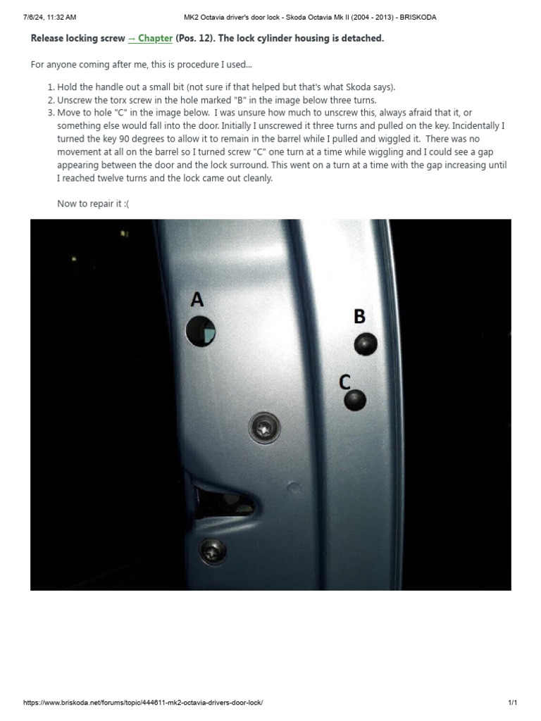 MK2 Octavia driver's door lock | PDF