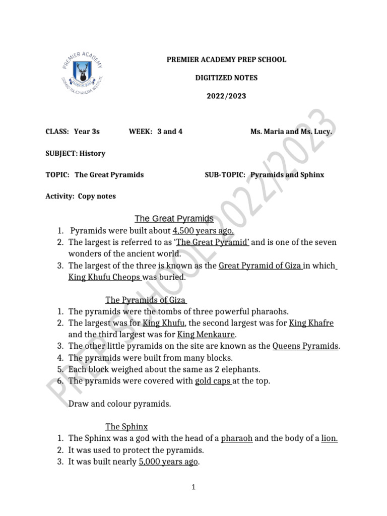 Pyramids and Sphinx | PDF