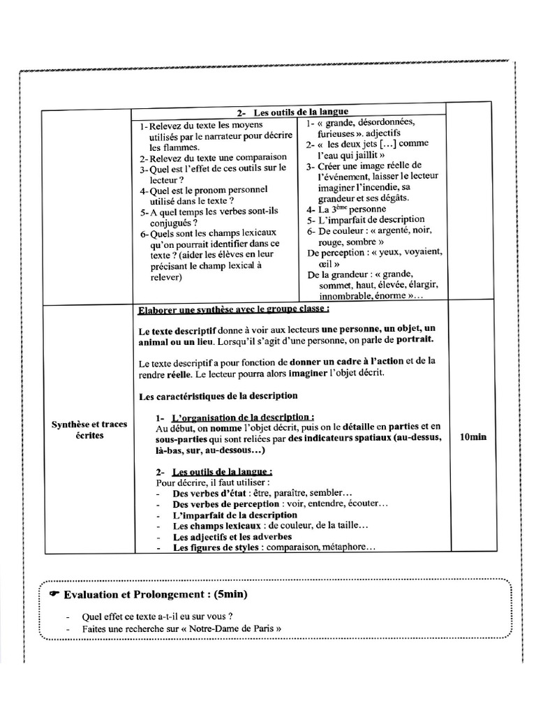 Fiche de Lecture Le Texte Descriptif César Suite | PDF