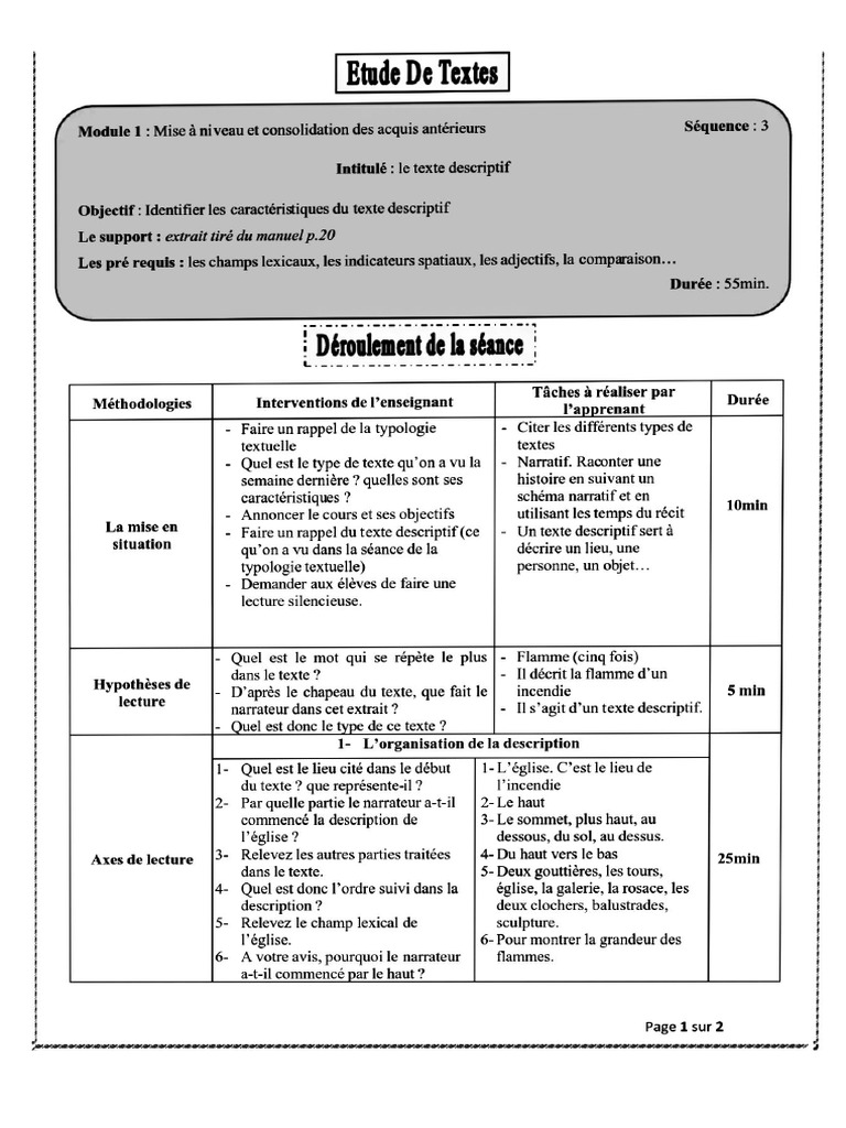 Fiche de Lecture Le Texte Descriptif César | PDF