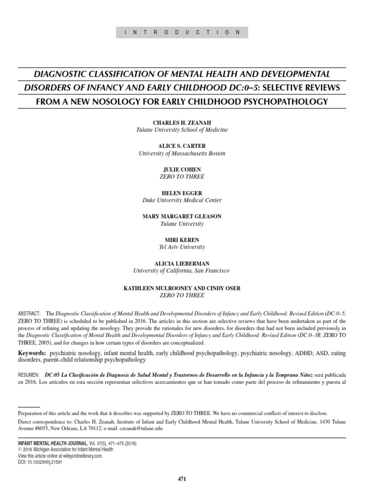 DC:0-5 Review of Early Childhood Disorders | PDF | Attention Deficit ...