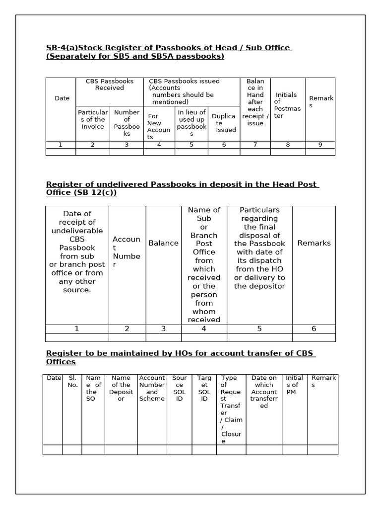 Register Maintenance | PDF | Cheque | Passbook