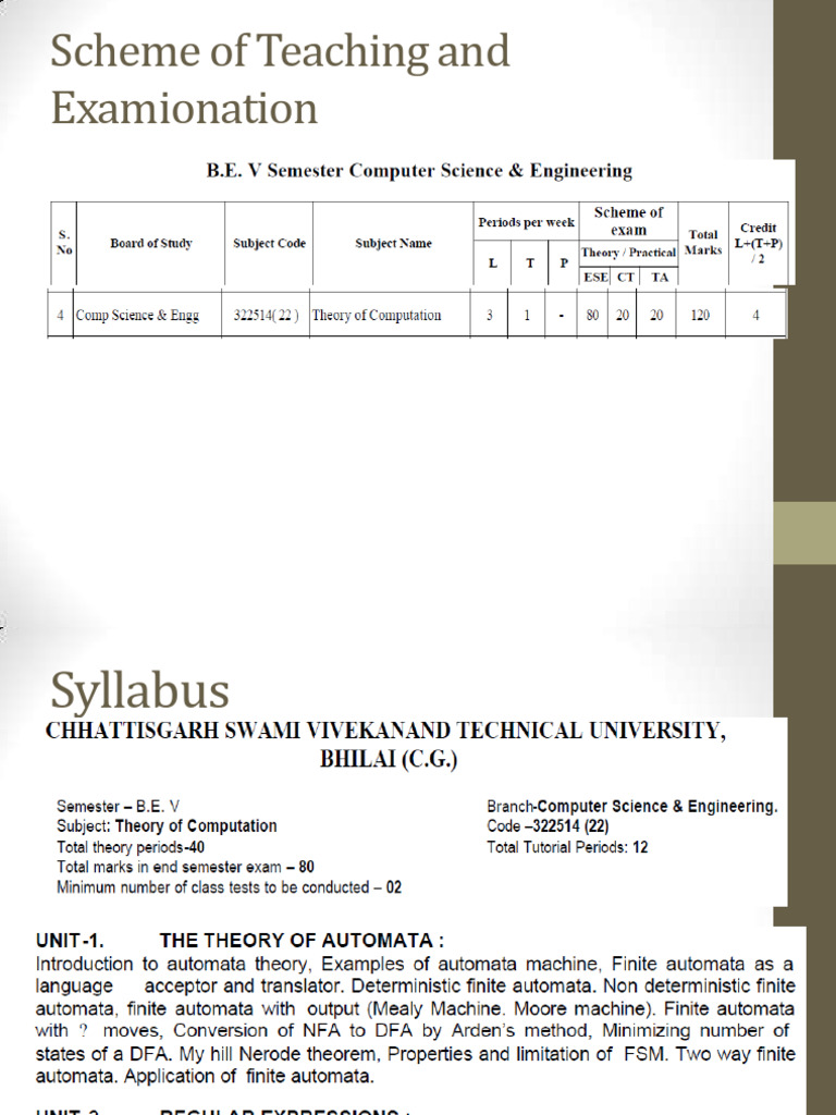 Scheme of Teaching and Examionation | PDF | Language Mechanics | Syntax