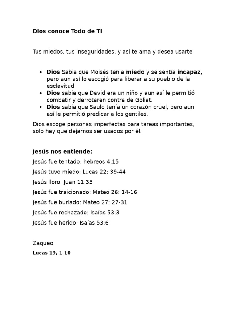 Dios Nos Conoce | PDF | Jesús | Dios