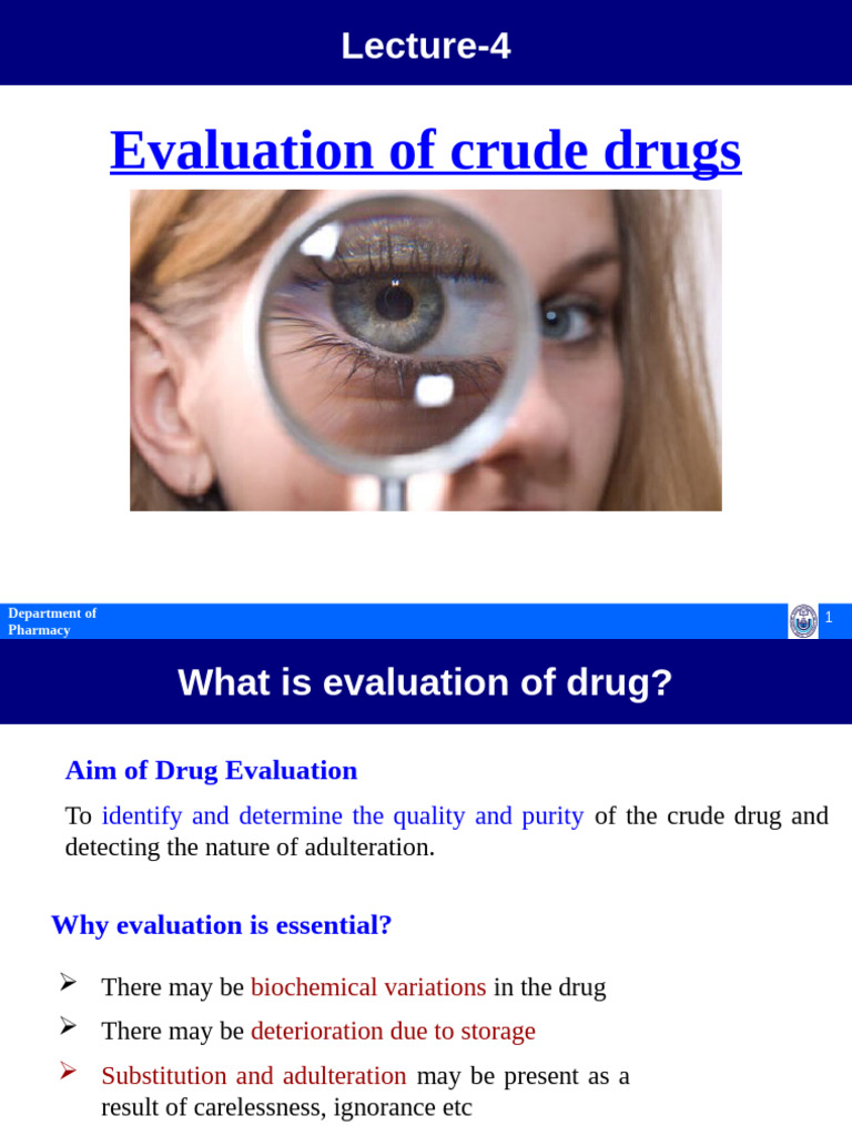 Crude Drug Evaluation Methods | PDF | Chemical Substances | Solubility