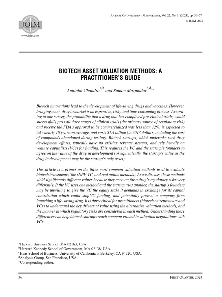 Biotech Valuation Methods Explained | PDF | Valuation (Finance) | Net ...