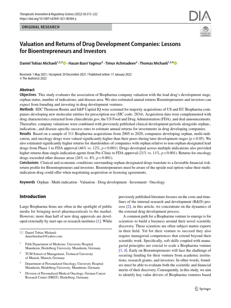 Drug Development Valuation Insights | PDF | Drug Development ...