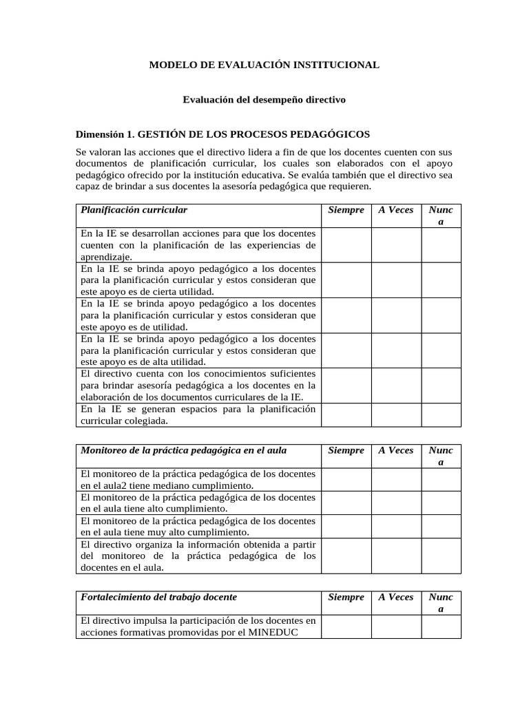 MODELO DE EVALUACION INSTITUCIONAL | PDF | Enseñando | Evaluación