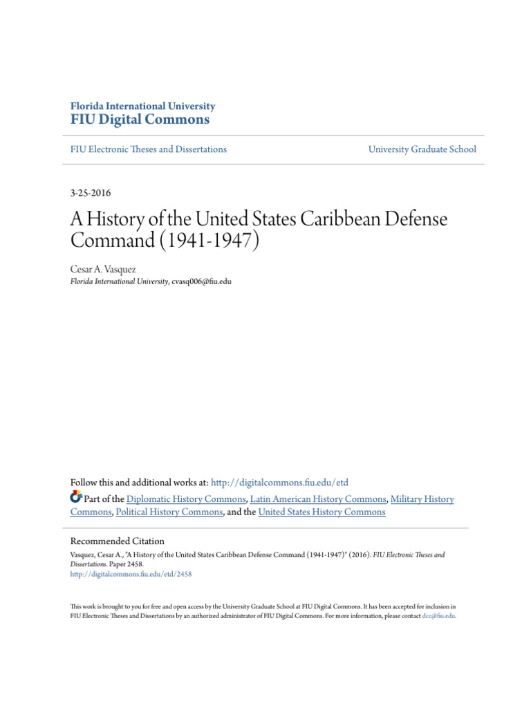 A History of The United States Caribbean Defense Command (1941-1947 ...