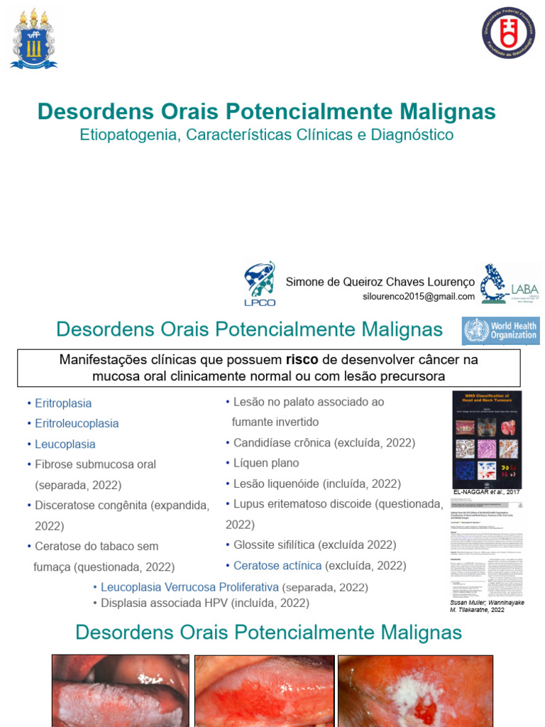 Desordens Orais Malignas: Diagnóstico e Prognóstico | PDF | Doenças e ...