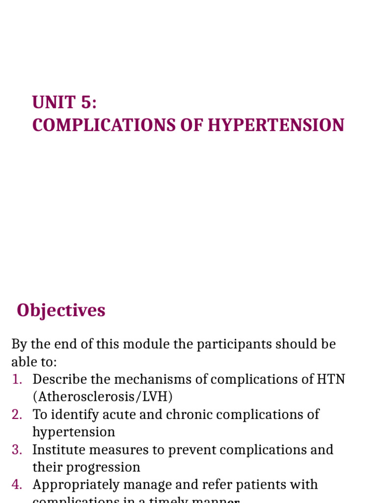 Unit 5 - Complications of HTN | PDF | Atherosclerosis | Myocardial ...
