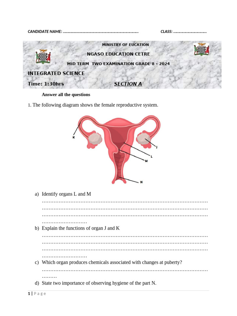 Grade 8 Integrated Science Exam 2024 | PDF | Teaching Methods & Materials