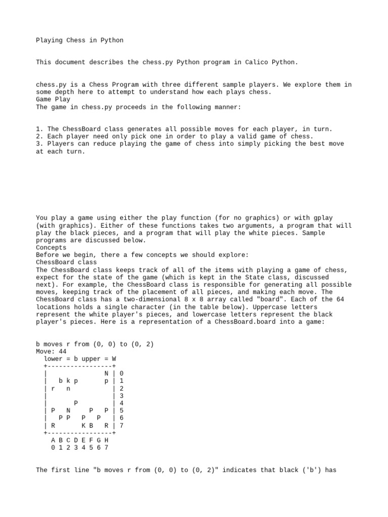 Chess.py: Python Chess Program Guide | PDF | Board Games | Traditional ...