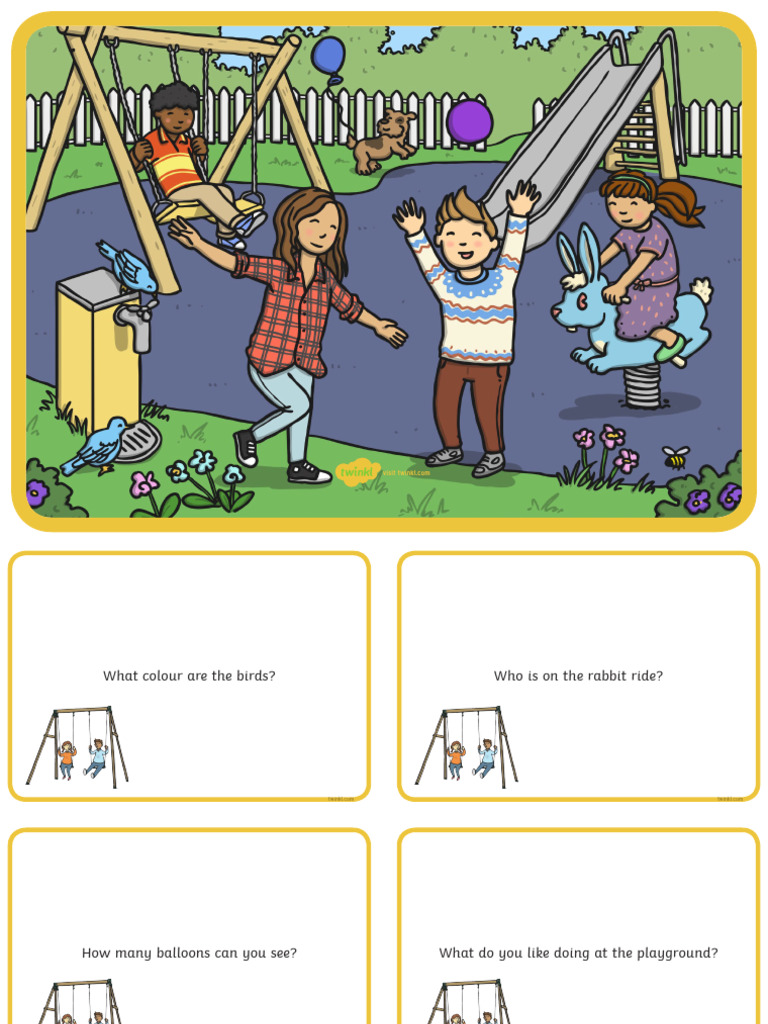 T e 786 Playground Scene and Question Cards | PDF