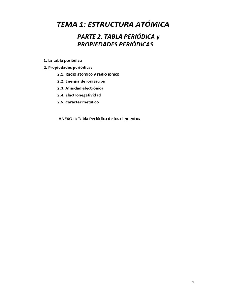 Apuntes Estructura Atómica 2 Pdf Tabla Periódica Física