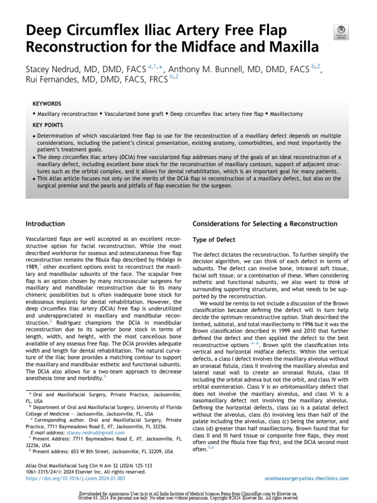 Deep Circumflex Iliac Artery Free Flap Reconstruction for the Midface ...