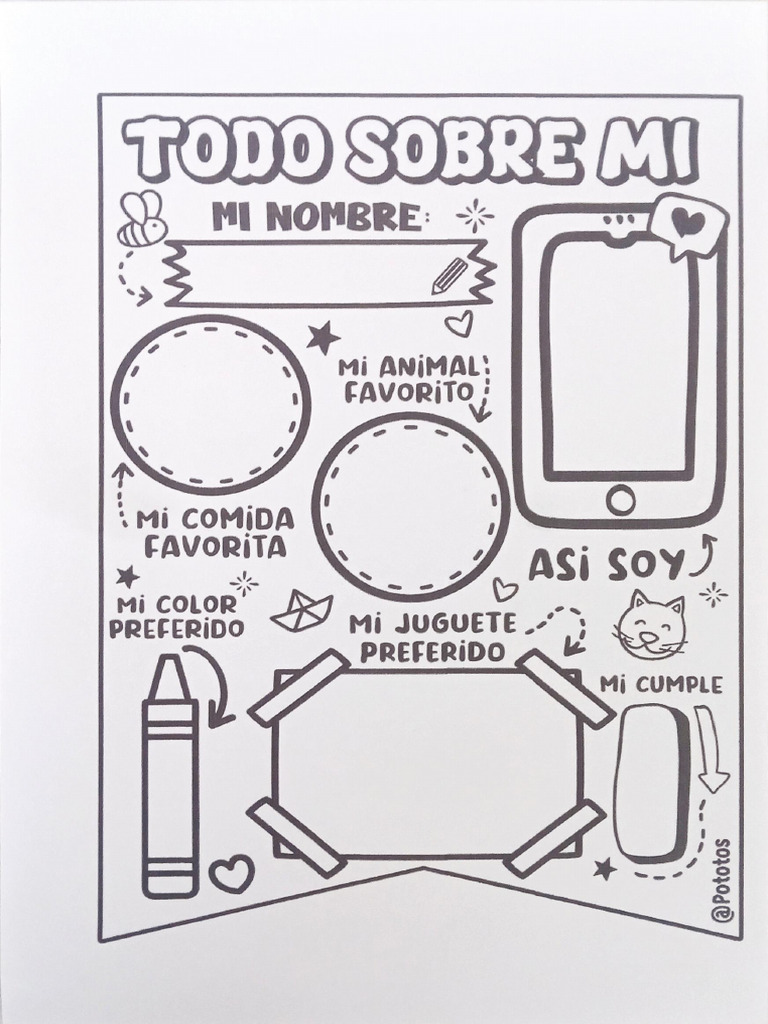 Todo sobre mí: plantilla imprimible | PDF