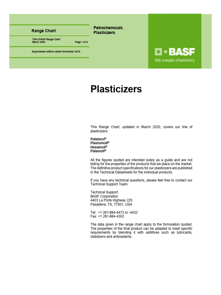 BASF Nafta Range Chart Plasticizers and Flexible PVC | PDF | Chemical ...