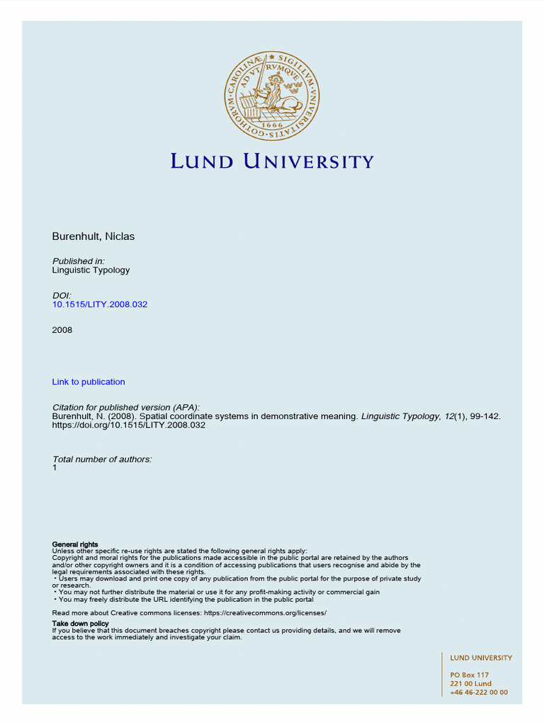 Spatial Coordinate Systems in Demonstrative Meaning | PDF | Linguistics ...